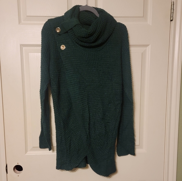 Sweaters | Emerald Green Wrap Sweater With Oversized Cowl Neck Size Lxl ...